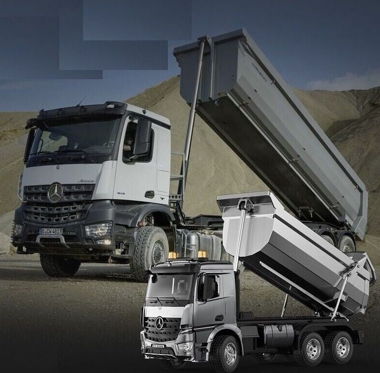 Mercedes-Benz Arocs dumper i metal - dobbeltstyring! – FjernstyretDK