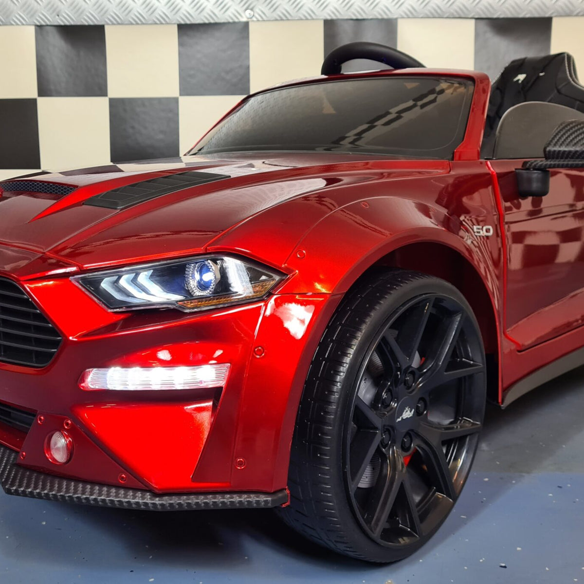 Children's car Ford Mustang 24 volt drift and RC metallic red ...