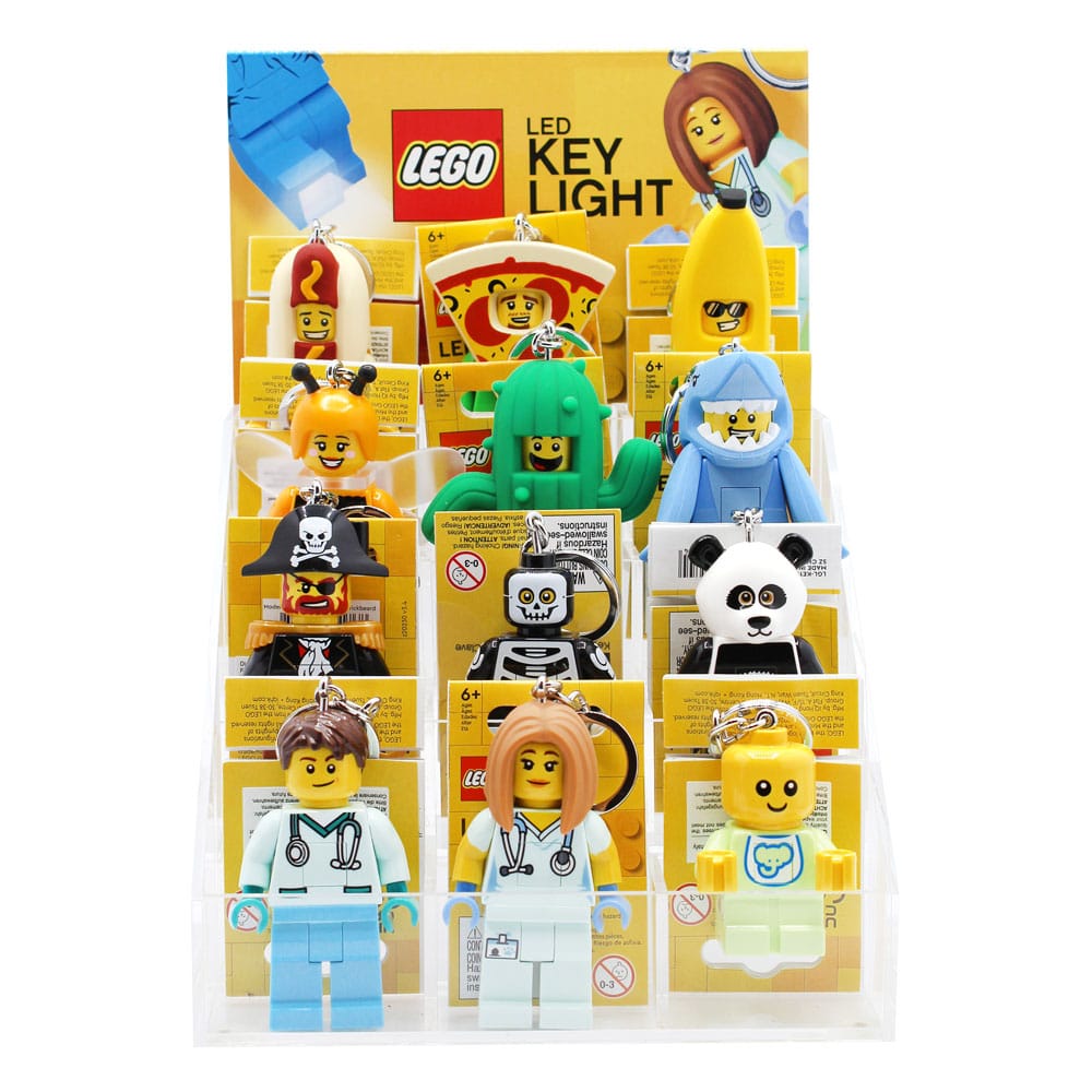LEGO Acryl Counter Display with 12 Light-Up Keychains – FjernstyretDK